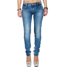 Cipo & Baxx Cipo & Baxx Damen Slim Fit Jeans Stonewashed in Blue | Gr.: W28/L32
