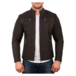 Reichstadt Herren Slim Fit Echtlederjacke Silver Zipper in Grey | Gr.: XL
