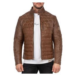 Reichstadt Herren Slim Fit Echtlederjacke Echtleder in Cognac | Gr.: M
