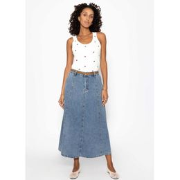 SASSYCLASSY Midi Jeans Rock mit Teilungsn&auml;hten in Blau | Gr.: 36