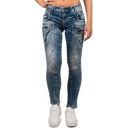 Cipo & Baxx Cipo & Baxx Damen Slim Fit Jeans Stonewashed in Blue | Gr.: W27/L34