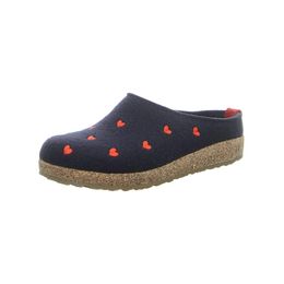 Haflinger Woll-Hausschuhe "Grizzly Cuoricini" in Blau | Gr.: 38