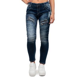 Cipo & Baxx Cipo & Baxx Damen Slim Fit Jeans Stonewashed in Blue | Gr.: W26/L32