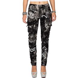 Cipo & Baxx Cipo & Baxx Damen Straight Fit Jeans Mid Waist in Black | Gr.: W28/L34