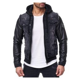 Cipo & Baxx Cipo & Baxx Herren Regular Fit Jacke Stonewashed in Black | Gr.: S