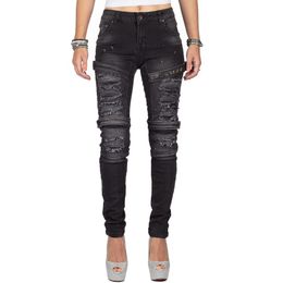 Cipo & Baxx Cipo & Baxx Damen Slim Fit Jeans Stonewashed in Black | Gr.: W26/L32