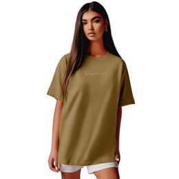 Reichstadt Damen Oversized T-Shirt Brand Stick in Khaki | Gr.: M