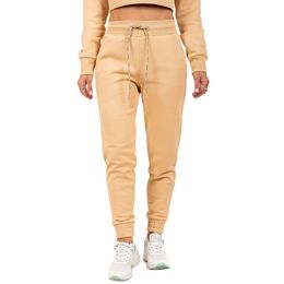 Reichstadt Damen Slim Fit Jogginghose Marken-Stick in Beige | Gr.: L