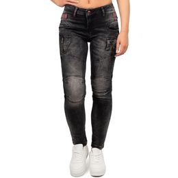 Cipo & Baxx Cipo & Baxx Damen Slim Fit Jeans Stonewashed in Black | Gr.: W32/L32