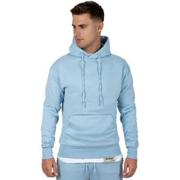 Reichstadt Herren Regular Fit Hoodie Marken-Stick in Baby Blue | Gr.: M