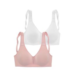 petite fleur by Lascana Damen T-Shirt-BH, ros&eacute; + wei&szlig;, Gr&ouml;&szlig;e 75D