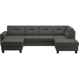 Wohnlandschaft Places of Style "Varese", anthrazit, B:304cm H:91cm T:170cm, Sofas, wahlweise mit Bettfunktion und Bettkasten