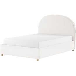 Boxbett Vipack "Moon, mit Lattenrost und Stauraum, modernes Design", weiß, B:147cm L:213cm, Komplettbetten, inkl. Massivholz Füßen in natur, 3 Stoff Farben zur Auswahl