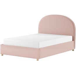 Boxbett Vipack "Moon, mit Lattenrost und Stauraum, modernes Design", rosa, B:147cm L:213cm, Komplettbetten, inkl. Massivholz Füßen in natur, 3 Stoff Farben zur Auswahl