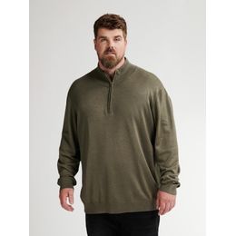 Troyer PETROL INDUSTRIES, Herren, Gr. 4XL, mossy ston, Strick, Obermaterial: 85% Viskose, 15% Nylon, unifarben, regular fit normal, ohne Ausschnitt, Rippb&uuml;ndchen, Pullover Troyer, mit Rippb&uuml;ndchen