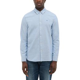 Langarmhemd Mustang "Herren Style Edinburg", Herren, Gr. M, US-Gr&ouml;&szlig;en, blau 5180, Twill, 100% Baumwolle, meliert, slim fit, Hemden