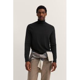 Rollkragenpullover Bugatti "Regular Fit", Herren, Gr. M, 280, dunkelgrau, 95% Baumwolle, 5% Kaschmir, unifarben, regular fit, ohne Ausschnitt, Rippb&uuml;ndchen, Pullover Rollkragenpullover, aus Baumwolle-Kaschmir
