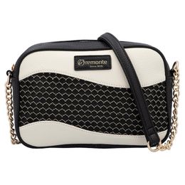 Remonte Umhängetasche, Damen-Mini-Bag, Schultertasche, Umhängeriemen mit Kette schwarz-creme