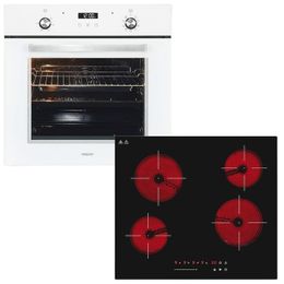 Exquisit Backofen-Set &raquo;BAKO76600H weiss&laquo; autark einbaubar-Ofen mit Hei&szlig;luft, Kochfeld mit Sensorbedienung Wei&szlig; Touch-Control