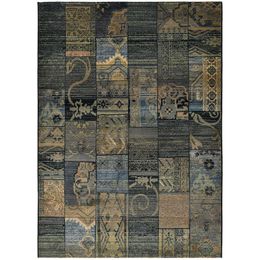 Theko Teppich &raquo;Gabiro 5504&laquo; rechteckig 10 mm H&ouml;he Melange-Effekt, Patchwork Design, auch als L&auml;ufer, Wohnzimmer blau Obermaterial: 100%...