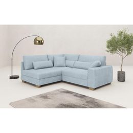 MR. COUCH Ecksofa »Hilla L-Form, bis 140 kg belastbar« mit Taschenfederkern, wahlweise mit Bettfunktion Stripes 8624 blue grey