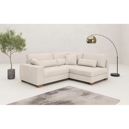 Ecksofa &raquo;Hilla L-Form, bis 140 kg belastbar&laquo; mit Taschenfederkern, wahlweise mit Bettfunktion beige Novaclean Avanti (100% Polyester)