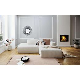 Andas Ecksofa &raquo;Noord mit Kedernaht, Breite 227 cm, L-Form&laquo; Cord, Struktur, Webstoff, mit Wellenunterfederung, Massivholzrahmen cream
