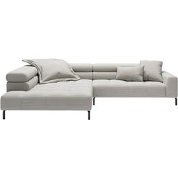 Places of Style Ecksofa »Claya, L-Form, incl. Kopfteilverstellung, Breite 311 cm« wahlweise elektrischer Sitzvorzug light-grey