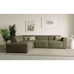 Home Affaire andas Ecksofa »Noord mit Kedernaht, Breite 282 cm, L-Form« Webstoff, mit Wellenunterfederung, Massivholzrahmen khaki
