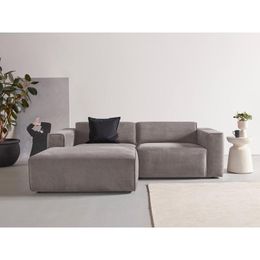 Andas Ecksofa »Noord mit Kedernaht, Breite 234 cm, L-Form« Cord, Struktur, Webstoff, mit Wellenunterfederung, Massivholzrahmen grau