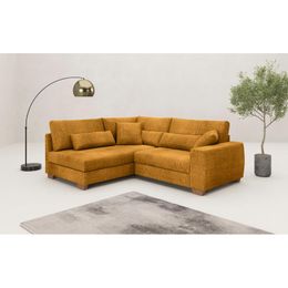 Ecksofa &raquo;Hilla L-Form, bis 140 kg belastbar&laquo; mit Taschenfederkern, wahlweise mit Bettfunktion orange Dolce (100% Polyester)