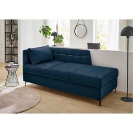 Jockenh&ouml;fer Recamiere &raquo;Marlin&laquo; Studioliege mit verstellbarem Kopf- und Fussteil und Bettkasten blau Samtoptik (100% Polyester), R&uuml;ckseite mit schwarzem Spannstoff
