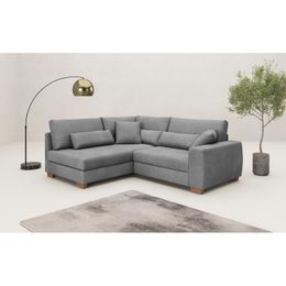 Ecksofa &raquo;Hilla L-Form&laquo; Mit Federkern, wahlweise mit Bettfunktion und Taschenfederkern grau Novaclean Avanti (100% Polyester)