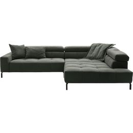 Places of Style Ecksofa »Claya, L-Form, incl. Kopfteilverstellung, Breite 311 cm« wahlweise elektrischer Sitzvorzug oliv