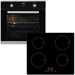 Exquisit Backofen-Set »EBE76-9-H-020 inox« mit Teleskopauszug nachrüstbar autark einbaubar-Ofen mit Heißluft, Induktionsfeld für schnelles Kochen...