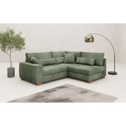 MR. COUCH Ecksofa »Hilla L-Form, bis 140 kg belastbar« mit Taschenfederkern, wahlweise mit Bettfunktion Dolce 11 green