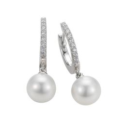 ADRIANA Damen Paar Creolen &raquo;Genua, G9-90, G9-94&laquo; Made in Germany - mit Zirkonia (synth.) - mit S&uuml;&szlig;wasserzuchtperle wei&szlig;