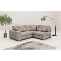 Ecksofa &raquo;Hilla L-Form, bis 140 kg belastbar&laquo; mit Taschenfederkern, wahlweise mit Bettfunktion grau Dolce (100% Polyester)