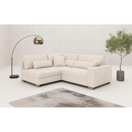 Ecksofa &raquo;Hilla L-Form&laquo; Mit Federkern, wahlweise mit Bettfunktion und Taschenfederkern beige Stripes (92% Polyester / 8% Nylon)