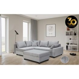 Collection AB Ecksofa »Parma L-Form« mit Schlaffunktion und Bettkasten, inklusive Kissen, Bonellfederkern hellgrau