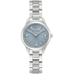 Bulova Damen Quarzuhr Armbanduhr, Damenuhr, Edelstahlarmband, analog silber