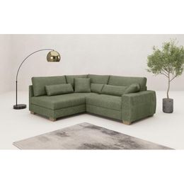 MR. COUCH Ecksofa »Hilla L-Form, bis 140 kg belastbar« mit Taschenfederkern, wahlweise mit Bettfunktion Stripes 8641 green