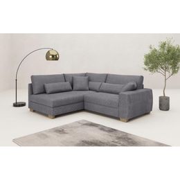 Ecksofa &raquo;Hilla L-Form&laquo; Mit Federkern, wahlweise mit Bettfunktion und Taschenfederkern grau Novaclean Avanti (100% Polyester)