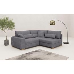Ecksofa &raquo;Hilla L-Form, bis 140 kg belastbar&laquo; mit Taschenfederkern, wahlweise mit Bettfunktion grau Stripes (92% Polyester / 8% Nylon)