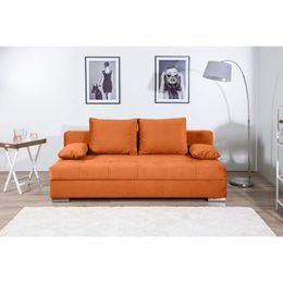 Collection AB Schlafsofa »Tania mit Bettfunktion und Bettkasten« komfortabler Sitzkomfort: Federkern-Polsterung, inklusive Rückenkissen orange