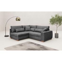 MR. COUCH Ecksofa »Hilla L-Form, bis 140 kg belastbar« mit Taschenfederkern, wahlweise mit Bettfunktion Memphis 17 black 0