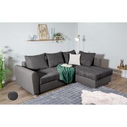 Collection AB Ecksofa »Jana L-Form« inkl. Bettfunktion, Bettkasten und Bonnelfederkern anthrazit