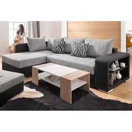 Collection AB Ecksofa »John L-Form« mit Bettfunktion, wahlweise mit Federkern schwarz/grau