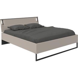 wimex Futonbett »Tilburg in verschiedenen Breiten erhältlich, inkl. LED Beleuchtung« Bett mit Metallkufe Saharagrau/ Absetzung schwarz +...