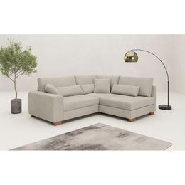 MR. COUCH Ecksofa &raquo;Hilla L-Form&laquo; Mit Federkern, wahlweise mit Bettfunktion und Taschenfederkern taupe